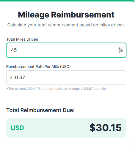 Mileage Reimbursement Calculator - calculatorsphere
