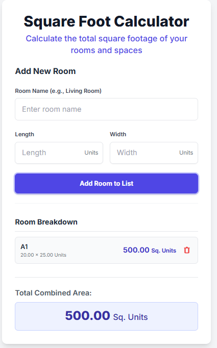 Square Footage Calculator — Calculate Room Area Free Online